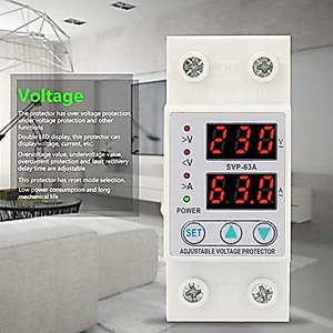 Double LED Display Single Phase Adjustable Voltage Current Protector Voltage Protective Device AC230V 63A 81 x 36 x 60mm