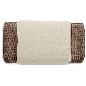 Signature Design by Ashley Sandy Bloom Casual Outdoor Ottoman with Cushion, Dark Brown & Beige