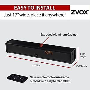 ZVOX AV257 TV Soundbar with AccuVoice 12 Levels of Sound Boost, Dialogue Clarifying Sound Bar with Patented Hearing Technology, Alphanumeric Display, TV Speaker