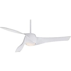 Minka Aire F803DL-WH Artemis - Smart Ceiling Fan with Light Kit in Transitional Style - 15.5 inches tall by 58 inches wide, Finish Color: White, Blade Color: White