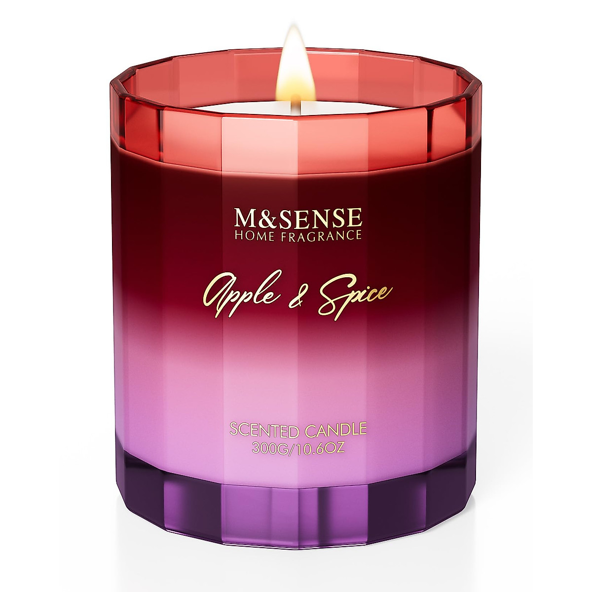 M&SENSE Apple Spice Soy Candles for Home Scented 10.6oz 60 Hour Long Lasting Slow Burning, Organic Natural Christmas Candle Highly Scented Winter Holiday Fragrance Gift for Women Men