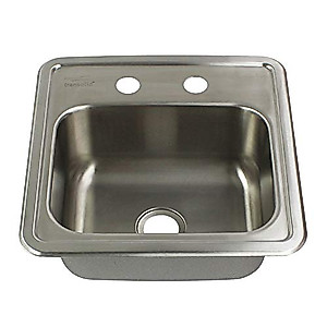 Transolid K-STSB15156-1 Select 1-Hole Drop-in Single-Bowl Kitchen Sink Kit, 15" L x 15" x 6", Brushed Stainless Steel