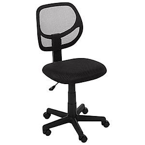 Amazon Basics Low-Back, Upholstered Mesh, Adjustable, Swivel Computer Office Desk Chair, Black