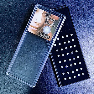 SLVIEKAE 40Pcs Nose Ring Hoop Nose Stud Piercing Hoop Cartilage Tragus Ear Piercing SetNose Studs CZ Hoop Tragus Cartilage Nose Ring Nose Piercing Jewelry (White)