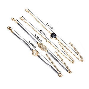 VONRU Beaded Bracelets for Women - Adjustable Charm Pendent Stack Bracelets Set for Women Girl Friendship Gift Bracelet Links (Turtle bracelet)