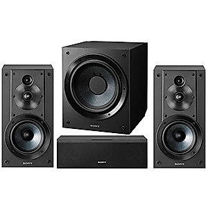 Sony SSCS8 2-Way 3-Driver Center Channel Speaker with Bookshelf Speaker System and Subwoofer Bundle (3 Items)