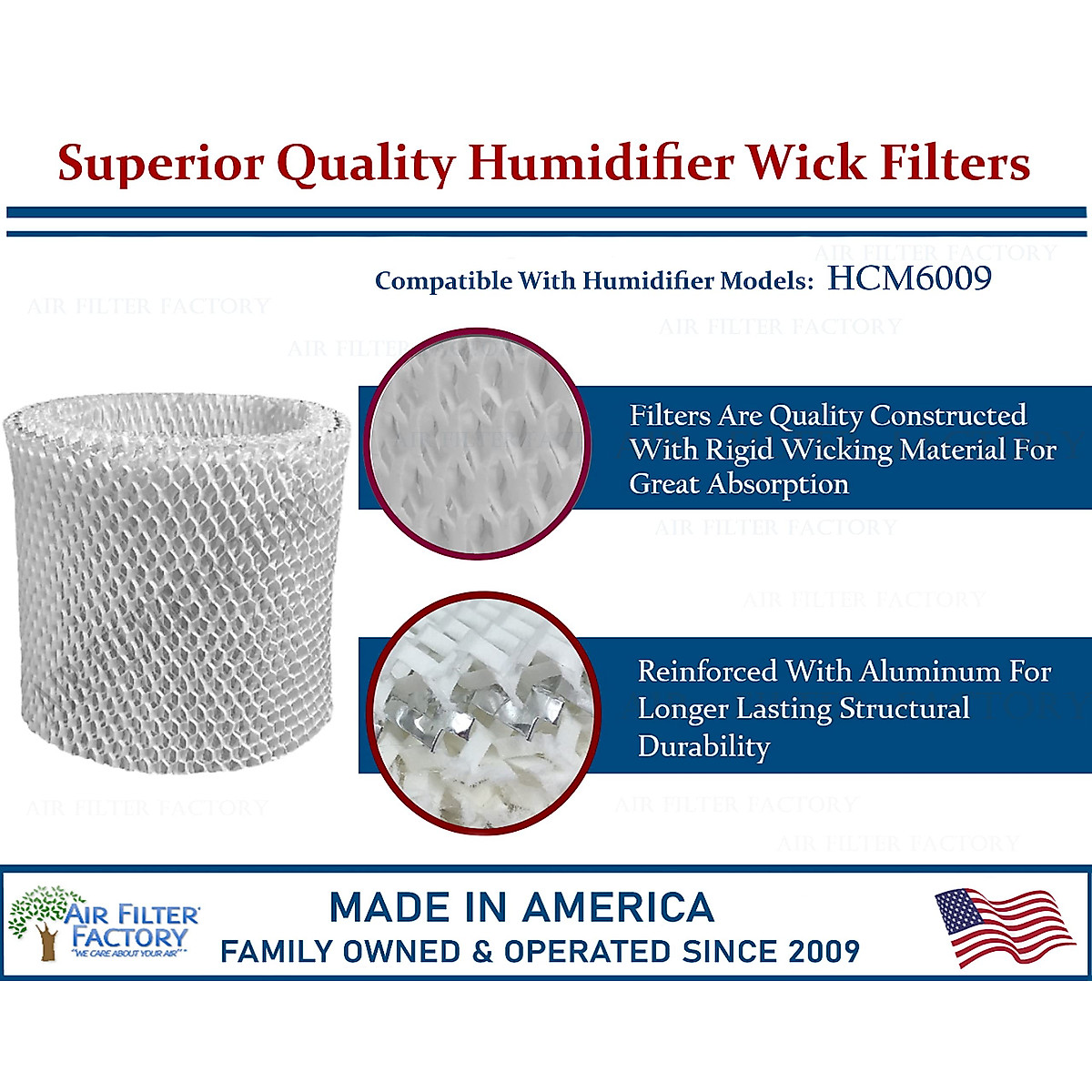 Air Filter Factory Replacement for Honeywell HCM6009 Humidifier Wick Filter
