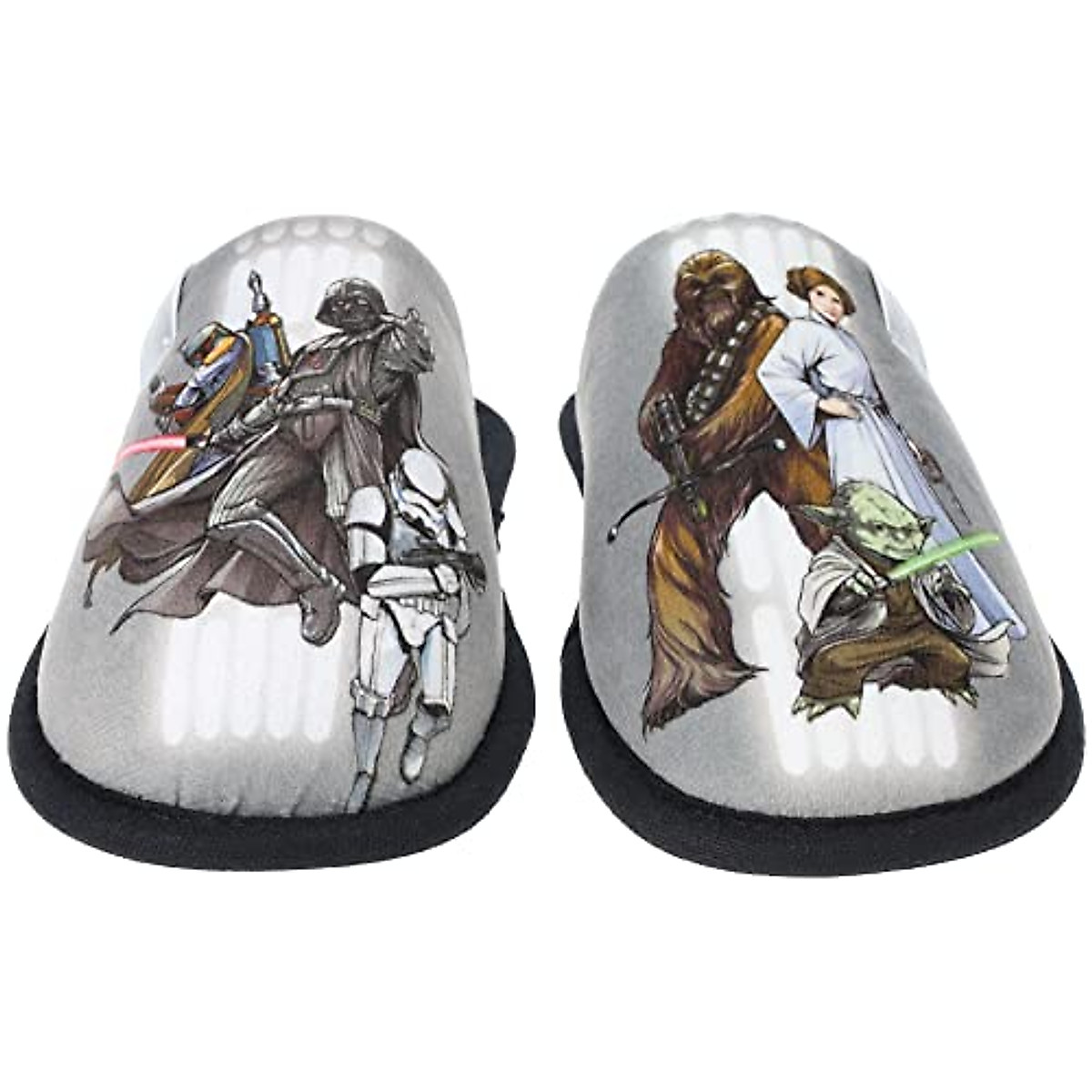 STAR WARS Kids Slipper, Mismatch Scuff Slide Slipper, Grey, Big Kid Size 3-4/Women's 5-6