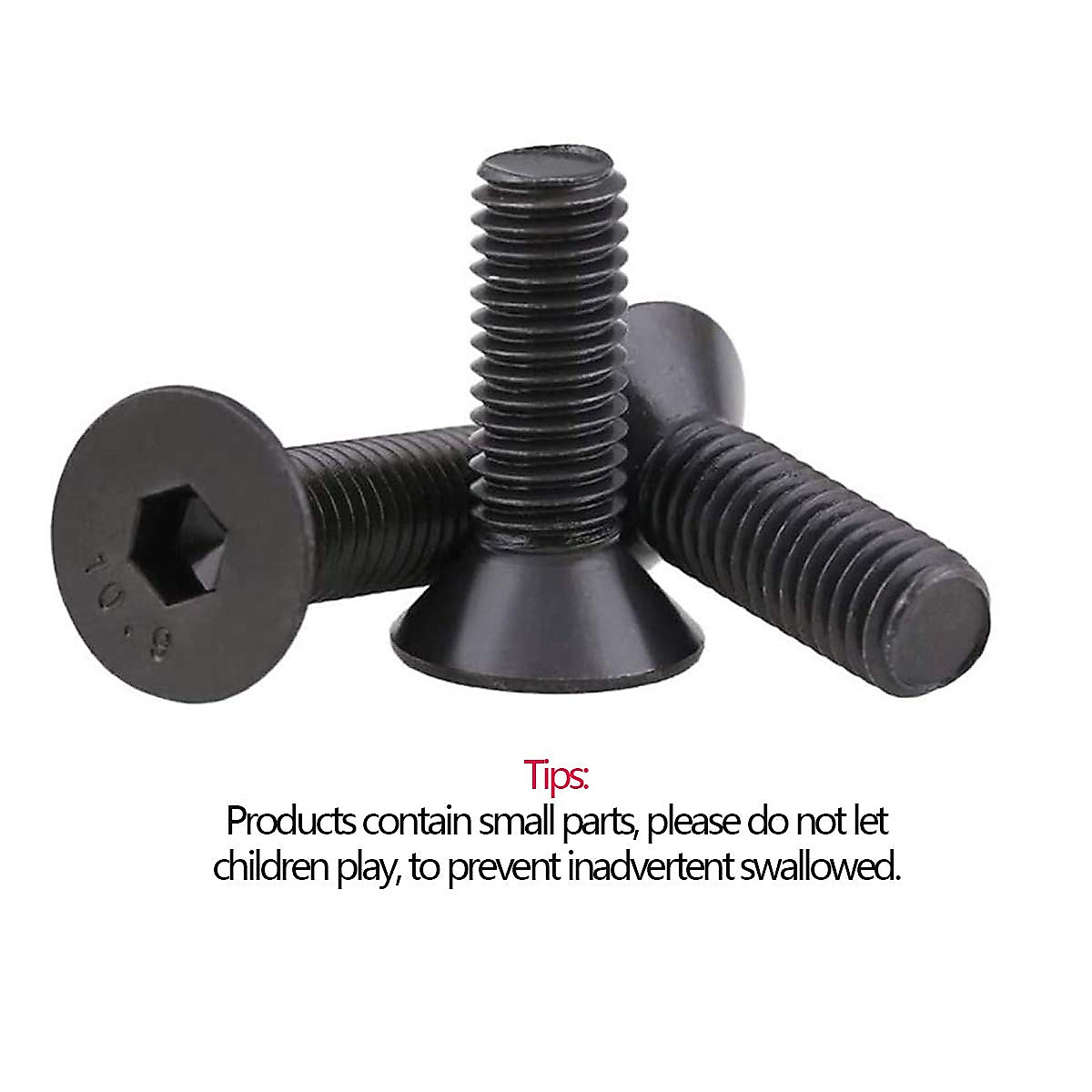 25pcs M6-1.0 X 12mm Flat Head Socket Cap Countersunk Bolts, 10.9 Grade Grade Carbon，Hex Drive Flat Head