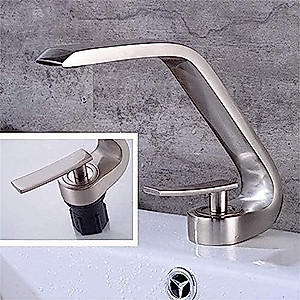 Kitchen Taps Kitchen Tap Faucet Basin Faucet Brass Cold and Warm Brush Nickel Bath Faucet Washbasin Mixer Tap Single-Lever Single Hole Faucet