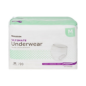 McKesson Ultimate Underwear, Incontinence, Maximum Absorbency, Medium, 80 Count