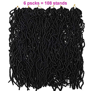24 Inch Soft Locs Crochet Hair Pre Looped 6 Packs Faux Locs Crochet Braids Goddess Locs Dreadlocs Synthetic Hair For Black Women (1B, 24 Inch (Pack of 6))