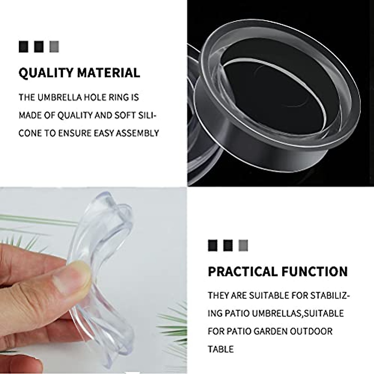 2 Inch 2 Set Silicone Patio Table Umbrella Hole Ring for Standard Table Hole, Umbrella Hole Ring Plug and Cap Set, Outdoor Patio Umbrella Plug for Patio Table