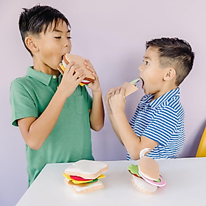 Melissa & Doug Felt Food Sandwich Play Food Set (33 pcs) - Felt Sandwich Play Set For Kids Kitchen, Pretend Play Sandwich, Felt Sandwich Toy For Toddlers Kids Ages 2+,Orange