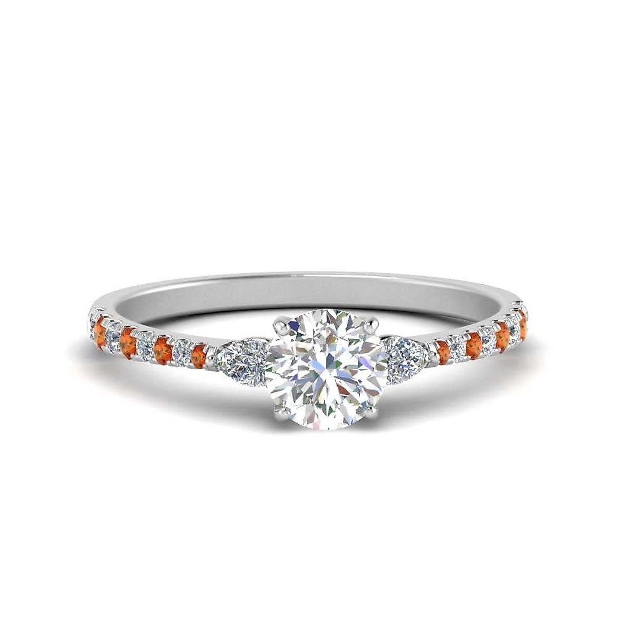 Gemsonclick Pear 3 Stone Cathedral Diamond Ring sterling silver Natural Garnet Round shape Red color Petite Engagement Rings prong Setting in Size 5 Party Wear Daily Wear Ornament