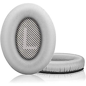 T Tersely Replacement Earpads Cushions for Bose QuietComfort 35 II/45 (QC35/QC45/QC35 II) Headphones, Complete with QC35 Shaped Scrims with 'L and R' Lettering QC2 QC15 QC25 Sound True Ear Pads (Grey)