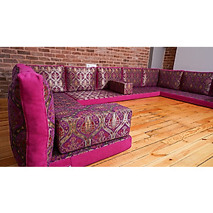 Premium U Shaped Arabic Sofa Set, Floor Cushions, Arabic Seating Floor Sofa, CNC Cutted Backrests, Moroccan Sofas, Arabic Majlis (U Sofa Only)
