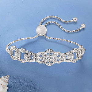 Ross-Simons 0.25 ct. t.w. Diamond Openwork Bolo Bracelet in Sterling Silver