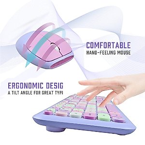 Dedeo Wireless Keyboard and Mouse Combo,USB Purple 110 Keys Compact Full Size Colorful Keyboard and Mouse Set, 2.4Ghz Noise-reducing Ultra-Quiet Keys, Ultra-Thin，for Windows, PC, Laptop, Desktop