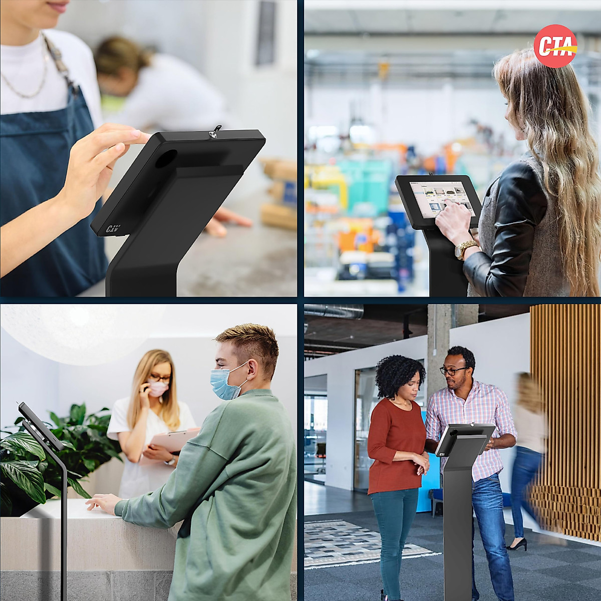 Premium Kiosk Floor Stand - CTA Locking Floor Stand Kiosk - IPad 10th Gen 10.9-Inch - IPad 7/8/9 Gen 10.2-Inch - IPad Pro 11" - IPad 5/6 Gen - Surface Go - Galaxy Tab S5E & More - Black (PAD-PARAF)