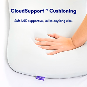 Cushion Lab Deep Sleep Pillow, Patented Ergonomic Contour Design for Side & Back Sleepers, Orthopedic Cervical Shape Gently Cradles Head & Provides Neck Support & Shoulder Pain Relief - Calm Grey