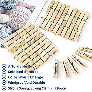 Loliyas Clothes Pins, Bamboo Wooden Clothespins Wood Clips, 40 Pack 2.4 Inch Small Close Pins Clothing Pins Clothes Pegs for Photos Crafts Pictures Baby Hanging Clothes Clothesline Laundry Clip