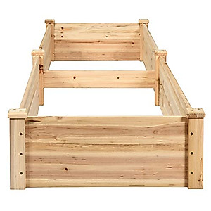 Giantex Raised Garden Bed Wood Planter Box Elevated Planting Container for Vegetable Flower Planter Raised Beds Outdoor Garden Bed for Backyard Patio Lawn Balcony Easy Assembly 97"x25"x10"