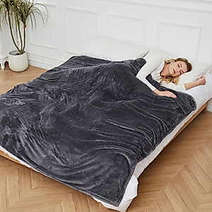 Heated Electric Blanket Soft Plush Flannel Full Size 72" x 84", Fast Heat, Machine Washable, Warm and Comfortable, 4 Heating Settings & 10 Hours Auto Shut-Off, Dark Grey