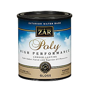 ZAR Clear 32612 1 Quart Gloss Exterior Water Based Polyurethane, QT