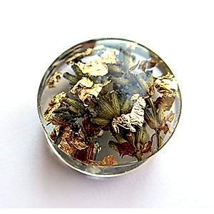 Eternity31 Lavender bridal plugs jewelry gold wedding gauges real flower plugs ear tunnels floral plugs (40mm / 1 9/16" / Pair)