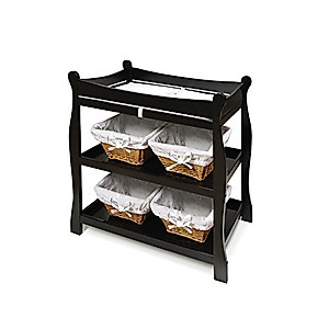 Sleigh Style Open Shelf Baby Changing Table with Pad