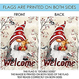 Toland Home Garden 1112629 Welcome Gnome Winter Flag, 12x18 Inch, Double Sided for Outdoor House Yard Decoration
