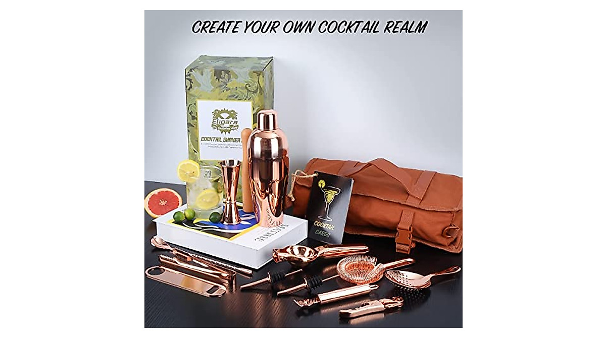 Travel Bartender Kit - 17 Piece Copper Bar Set