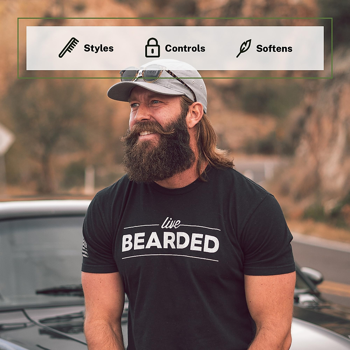 Live Bearded Beard Butter, 3 fl oz - Made in the USA - All-Natural Leave-in Conditioner and Softener with Shea | Legend Scent - Sandalwood, Vanilla