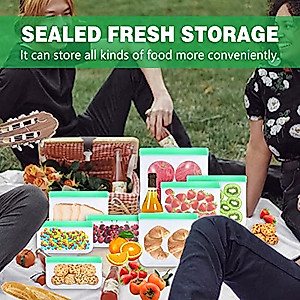 10 Pack Reusable Storage Bags, Reusable Sandwich Bags, Reusable Snack Bags, Leakproof Silicone Freezer Bags, Free Plastic BPA Free Lunch Bag for Meat Fruit Veggies (10 Pack-2 Gallon 4 Sandwich 4 Snack)