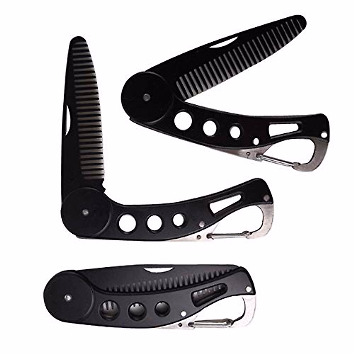 Stainless Steel Folding Beard Comb, Portable Multifunction Anti Static Fine to Medium Metal Hair Comb for Men Grooming, Combing Hair, Beard, and Mustache Styling