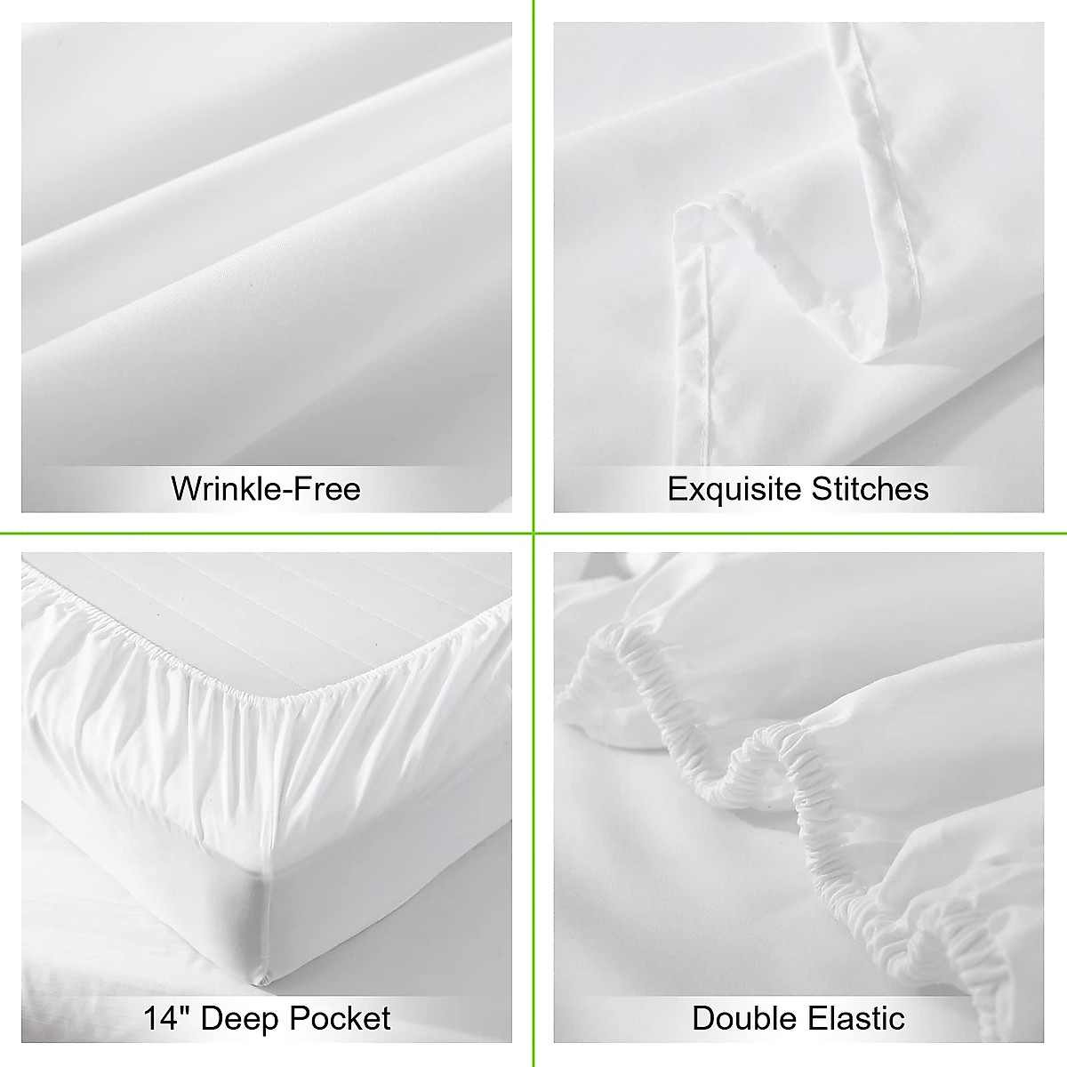 ILAVANDE Luxury 4 Piece White Microfiber King Sheets Set - Super Soft 1800 Series, 14" Deep Pockets, Wrinkle & Fade Resistant for King Size Beds