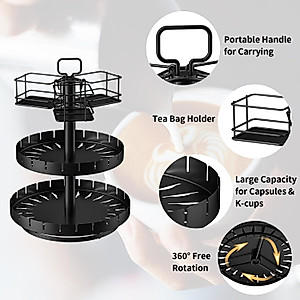ZDDLOINP Coffee Pod Holder and Tea Bag Organizer, K Cup Holder Carousel Stand for 54 Pods and 50 Tea Bags, Keurig Pod Holder Coffee Bar Accessories for Kitchen, Office, Countertop Coffee Station