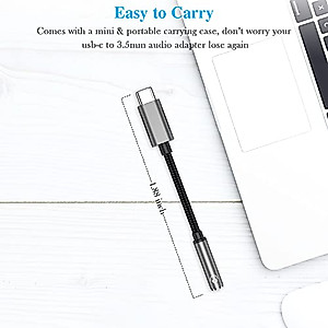 TITACUTE USB C Headphone Adapter for Samsung S21 S20 FE S22 Galaxy Z Flip 3 Fold 2 USB C to 3.5mm Dongle Audio Adapter Stereo Type C Aux Cable for iPad Mini 6th OnePlus 9 Pro 8T 8 Note 20 Pixel 6 Grey