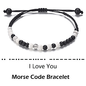 Shonyin Couples Bracelets Gifts for Boyfriend Girlfriend I Love You Morse Code Bracelets Matching Bracelets for bf Him Her Christmas Valentines Day Birthday Anniversary Jewelry Gift