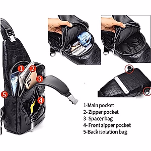 IAGOM Leather Sling Bag, Waterproof Men's Chest Bag Shoulder bags Crossbody Sling Backpack for Men Cycling Running Hiking