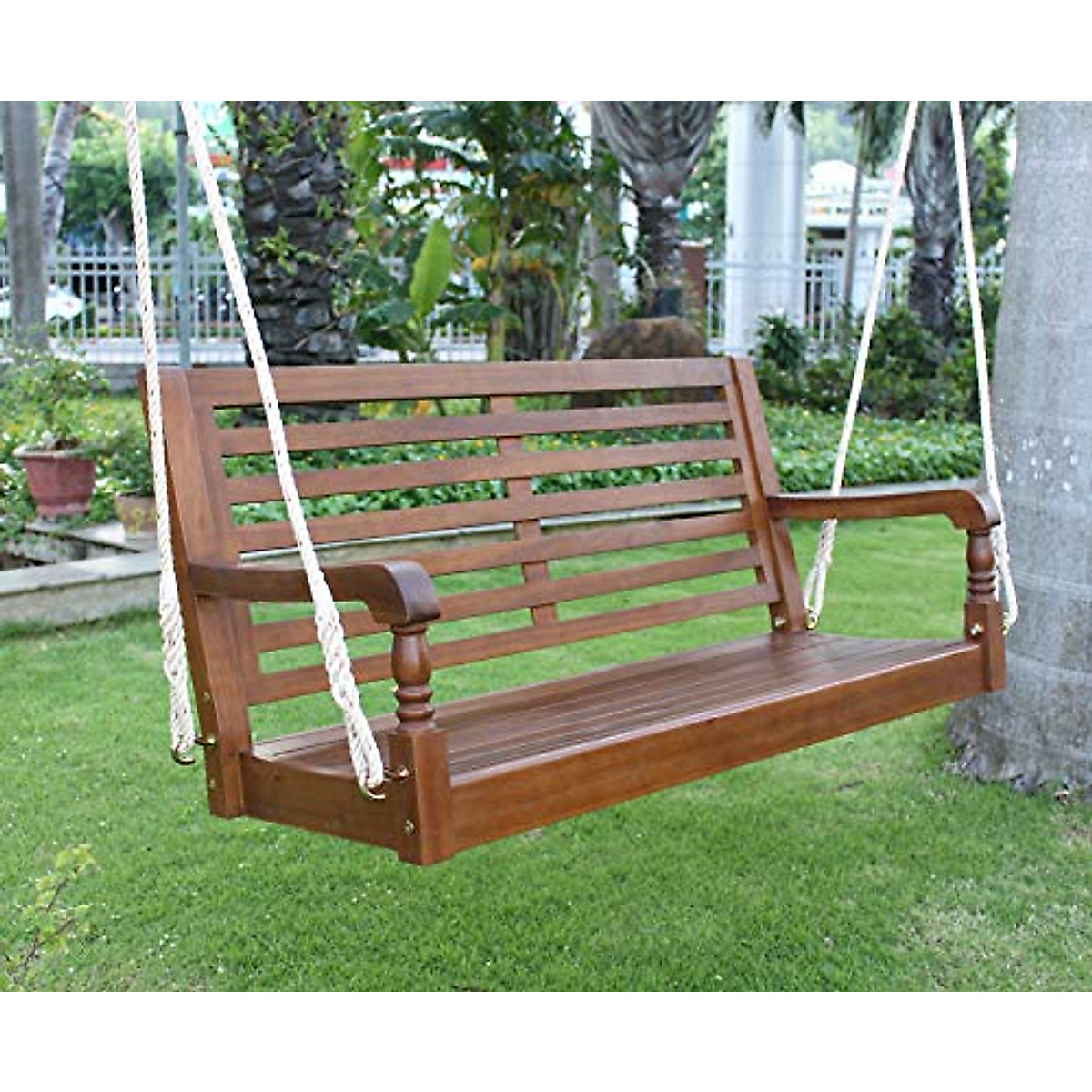 northbeam SWG0120210010 Nantucket Porch Swing, Acacia, Natural, 20.28″d x 46.46″w x 22.24″h