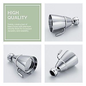 High Flow Shower Head, Angle Simple Solid Brass With Swivel Joint High Pressure Shower Head Adjustable Shower Spray Head Wall Pipe Shower Nozzle Female G 1/2, Chrome