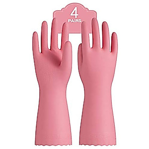 PACIFIC PPE 4 Pairs Dishwashing Cleaning Gloves, Reusable Unlined Kitchen Gloves, Non-Slip, Small