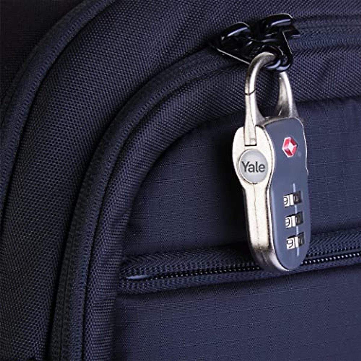 Yale TSA Approved Combination Travel Luggage Lock with Clip for Backpack, Suitcase, and Accessories (Gray)