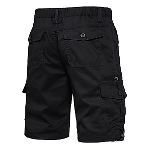 Men's Shorts with Elastic Waistband Cotton Shorts Men 2023 Casual Classic Fit Multi Pocket Cargo Shorts Outdoor Fashion Pleat Front Linen Shorts Men Shorts Athletic Black 4X