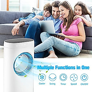 Trustech Evaporative Air Cooler, Air Cooler with Bladeless Fan Design, Cool and Humidify Function with 3 Wind Speeds, 12H Timer, Suitable for Large Room Office, Remote Control