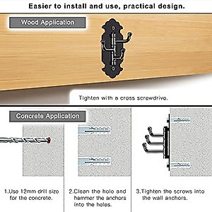 SELEWARE Metal Hooks for Hanging, 3 Rotatable Hooks Design in 1 Set, Coat Hooks Wall Mounted, Black