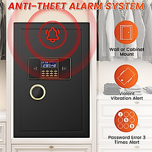4.0 Cub Large Fireproof Safe for Home Use, Heavy Duty Home Safes Water and Fireproof with Fireproof Bag, Electronic Keypad Keys and Inner Cabinet, Anti-Theft Fire Proof Safe Box for Home Office