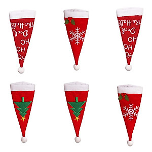 FARUTA 6Pcs Christmas Santa Hats Silverware Holders, Christmas Tableware Knife Fork Spoon Holder for Xmas Party Dinner Utensil and Flatware Organizers Decorations Supplies